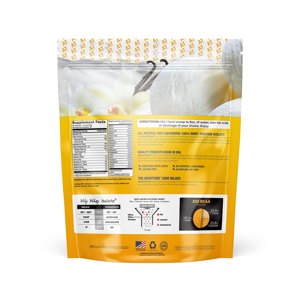 Whey Protein Isolate Powder 25g Vanilla, Natural Ingredients, Non-GMO ...