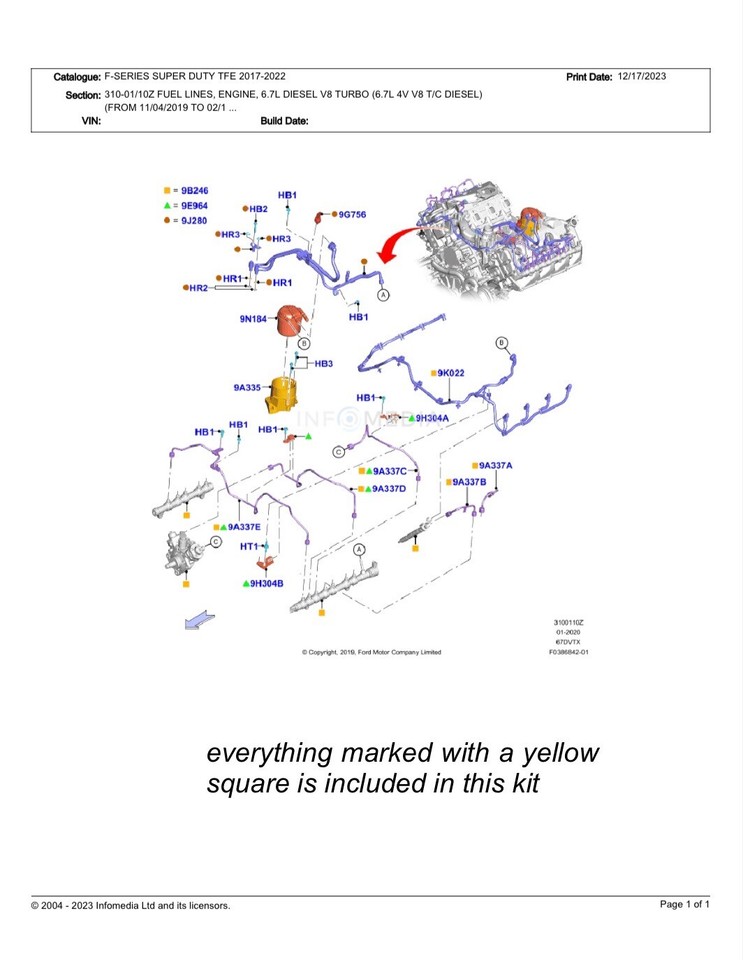 Brand New Ford Original LC3Z-9B246-B Contamination Kit fits 2020-22 6.7 ...