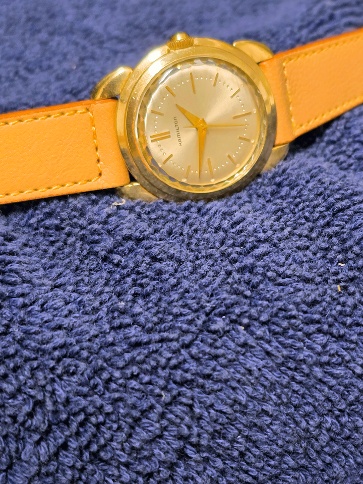 Vintage Hamilton Grenadier all orig. 18 KT Gold #s NOS Hamilton band ...