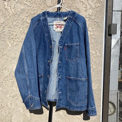 Levis Mens Blue Denim Union Engineer Cardigan Trucker Jacket | eBay