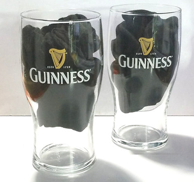 Lot of 2 Guinness Original Glasses Harp Logo 20oz Imperial Pint Size 6 ...