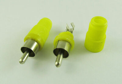 10pcs Yellow Solder Type RCA Phono Male Plug Audio Video Cable Adapter ...