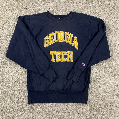 Vintage 90’s Champion Reverse Weave Navy Blue Georgia Tech Crew Neck ...