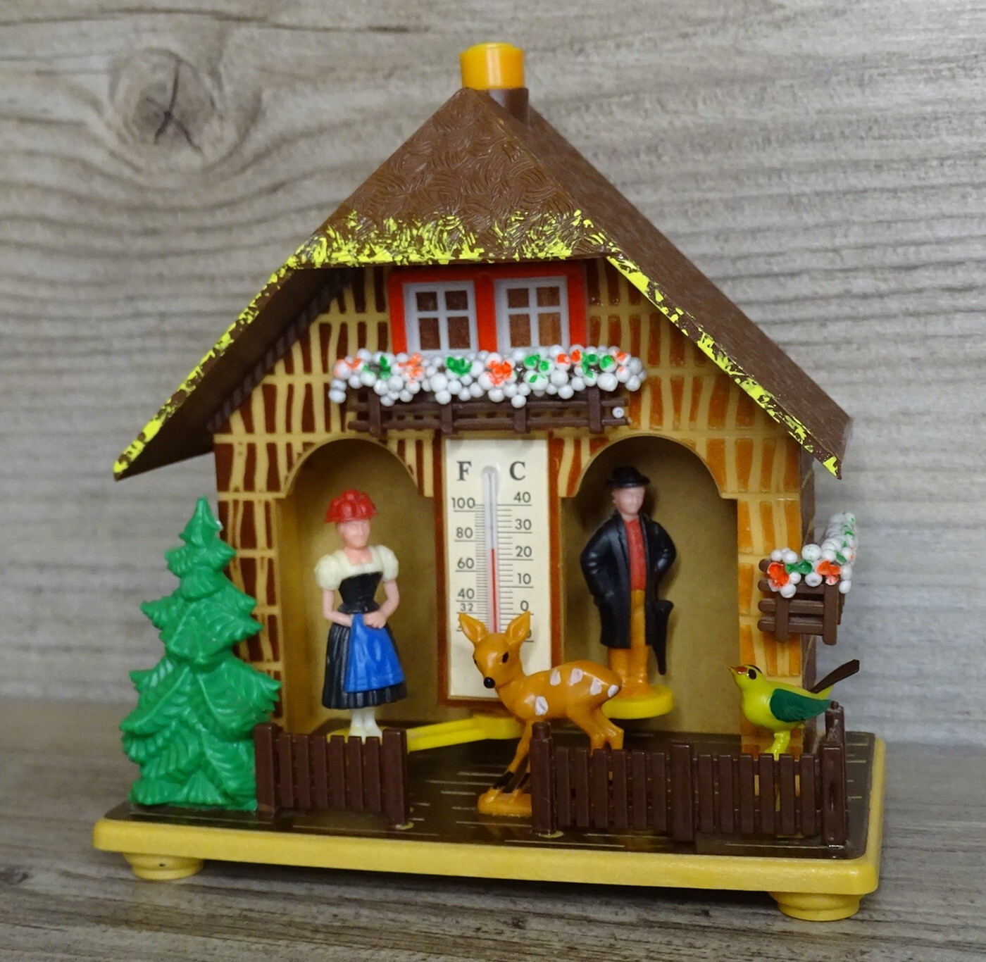 Vtg German Weather Station Thermometer Barometer Chalet Bambi Rare ...