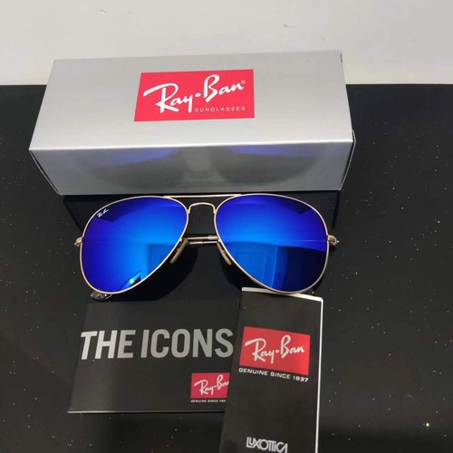RAY-BAN RB3026, aviator sunglasses , Gold Frame,62mm large Dark Blue ...