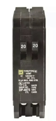 HOMT2020 Square D Tandem Circuit Breaker 20/20 Amp 1 Pole 120/240V | eBay
