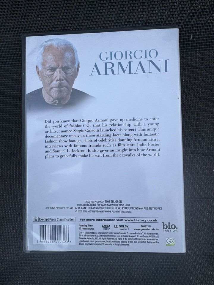 Giorgio Armani DVD An Incredible look at one of the Fashion Industry's ...