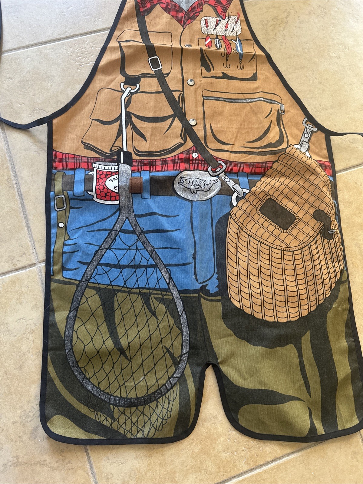 VTG fishing fly creel full length apron Man cave | eBay