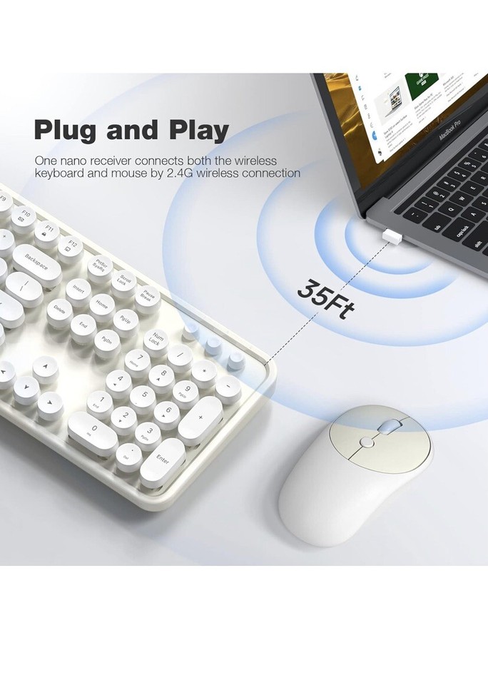 Mofii Sweet 2.4GHz Wireless Keyboard and Mouse set for PC/Laptop/Mac ...