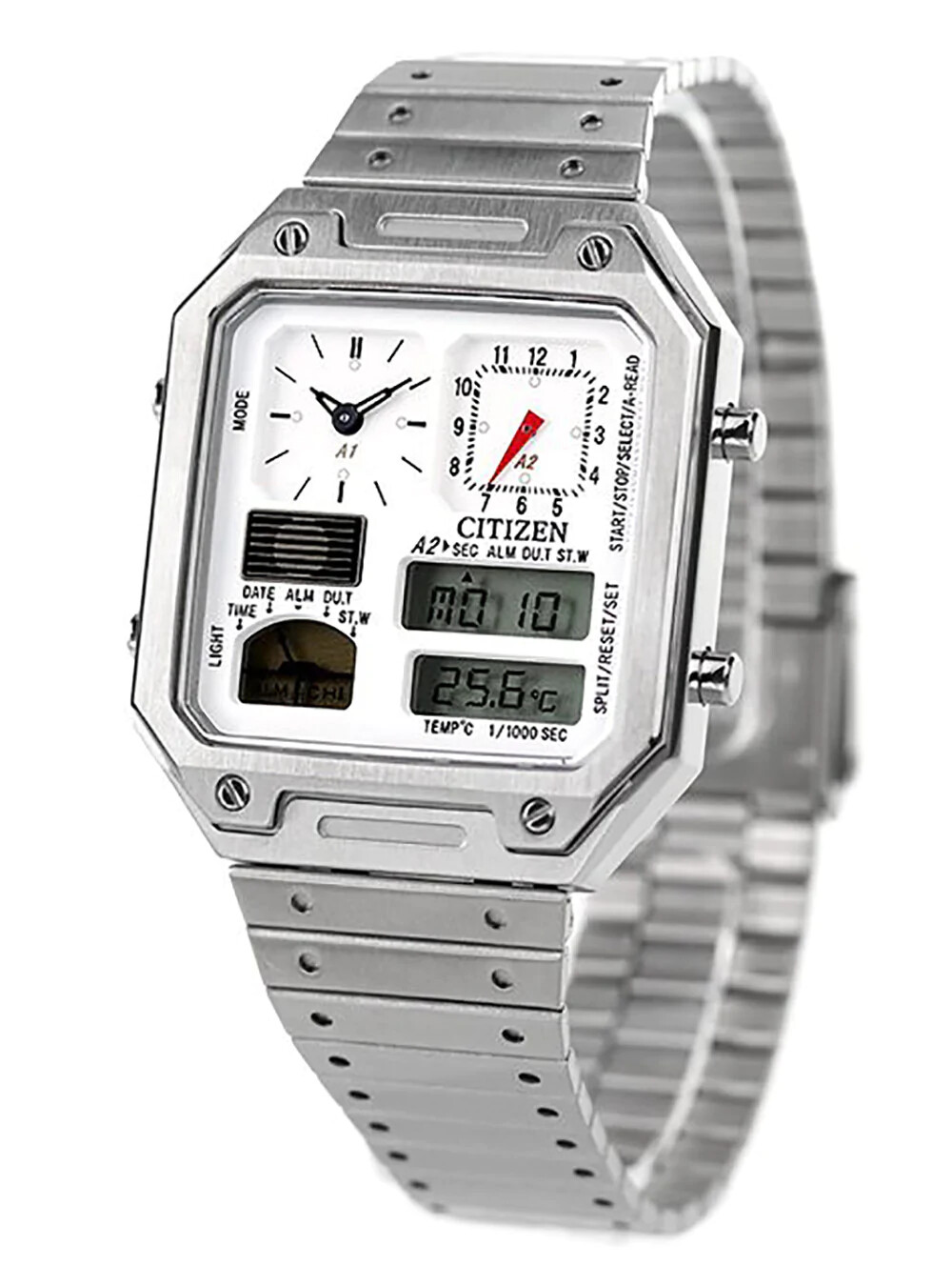 Citizen Ø33.4mm rectangular Ana-Digi temperature Alarm Chronograph Dual ...
