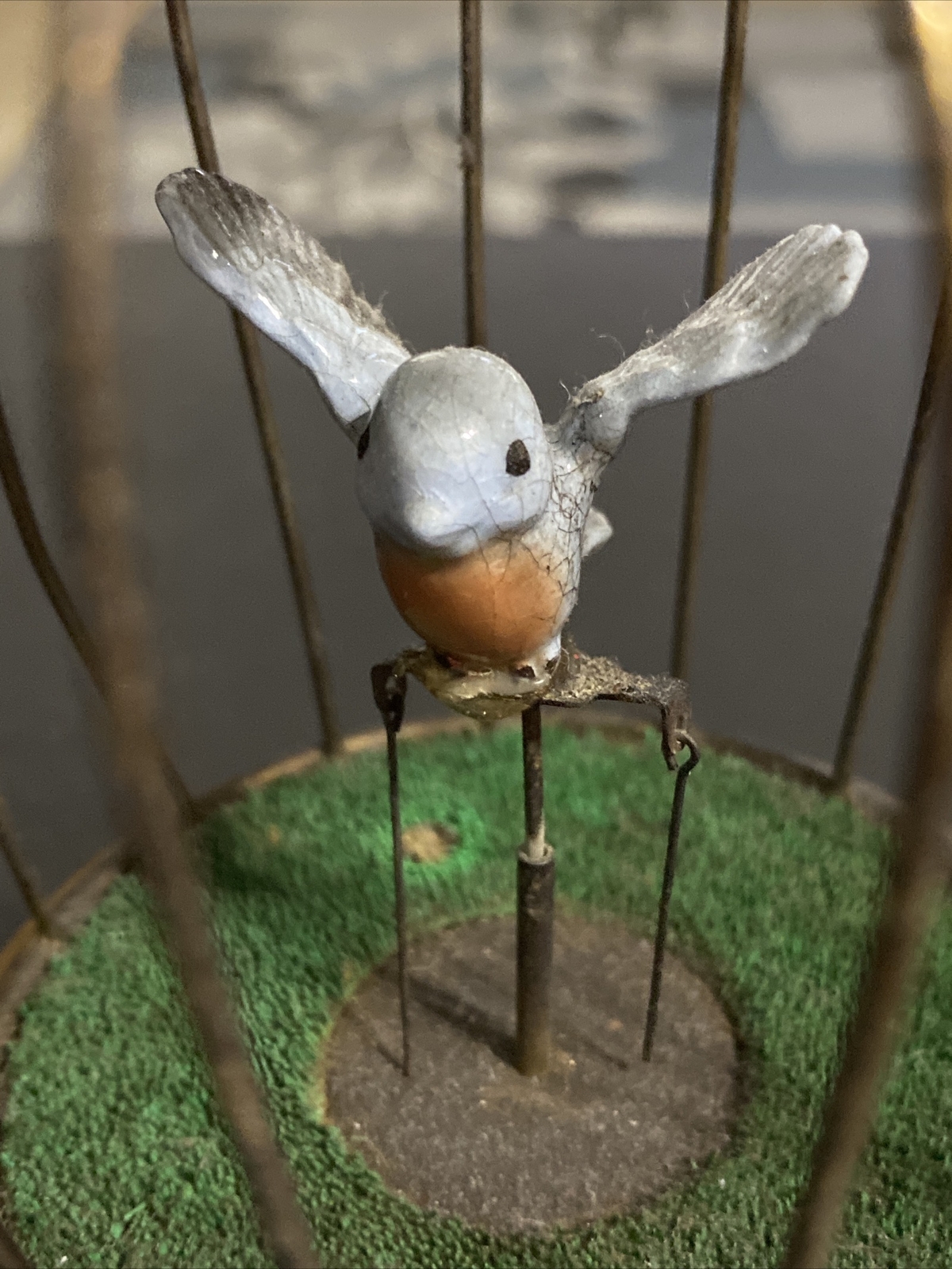 CUTE Vintage TOYO Bird in Birdcage Music Box Porcelain Ceramic Metal ...
