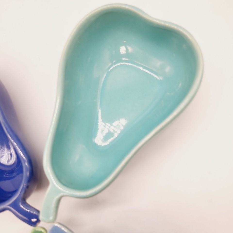 Vintage Joaquin Pottery Pear Bowls/Trinket Dish Rare 4 Blues And Greens ...