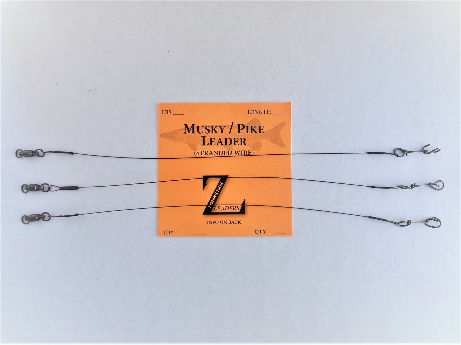 (3-Pack) MUSKY / PIKE STRANDED WIRE LEADERS (BEARING SWIVEL) FASTACH ...