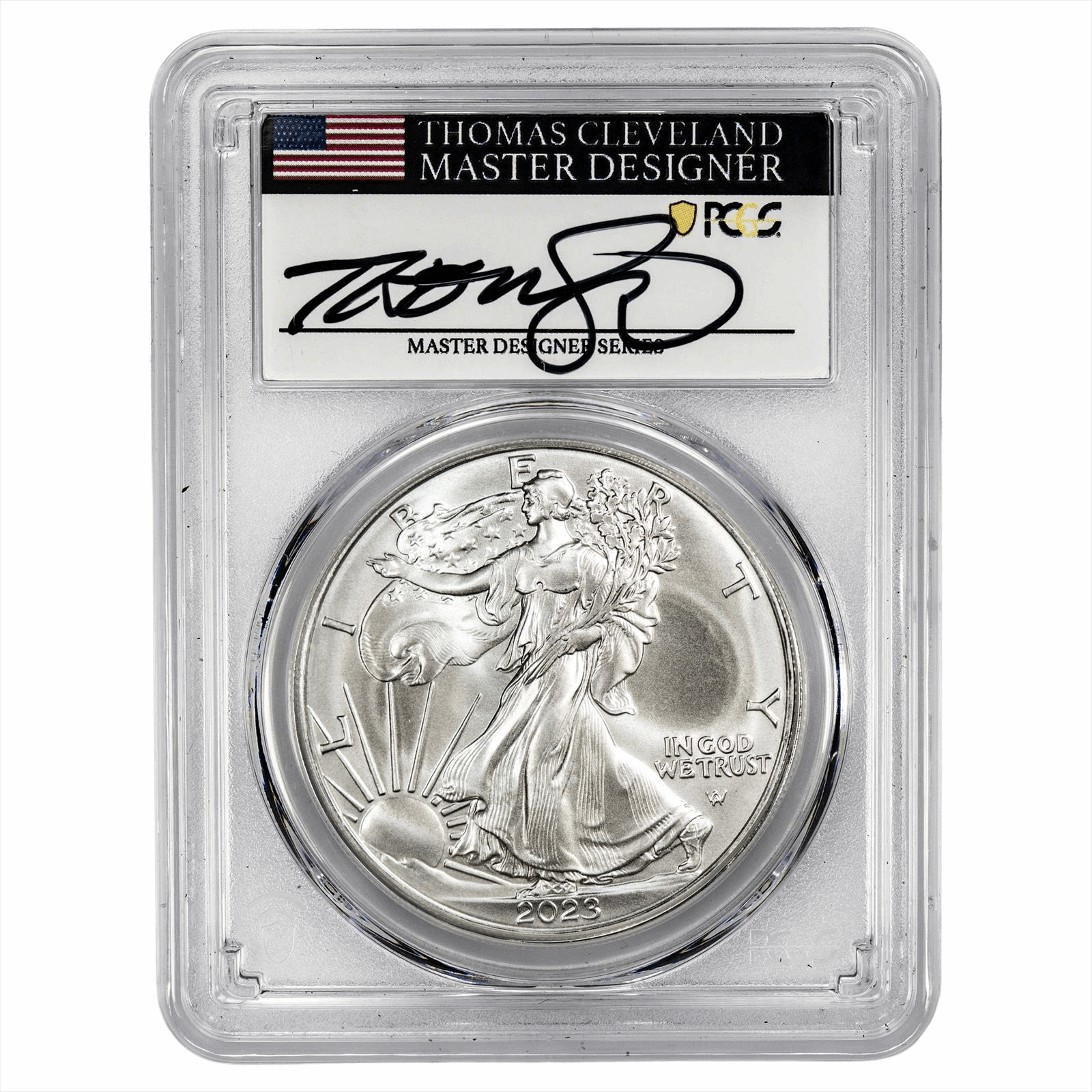2023 American Silver Eagle $1 FDOI Thomas Cleveland Signature PCGS MS ...
