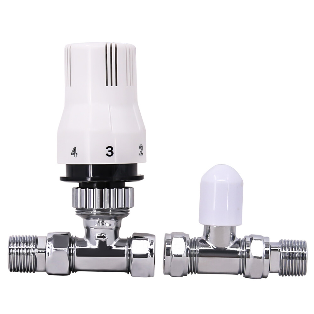 Thermostatic TRV Angled/Corner/Straight Lockshield Radiator Valves Set ...