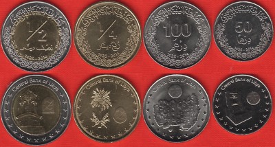 Libya set of 4 coins: 50 dirhams - 1/2 dinar 2014 UNC | eBay UK