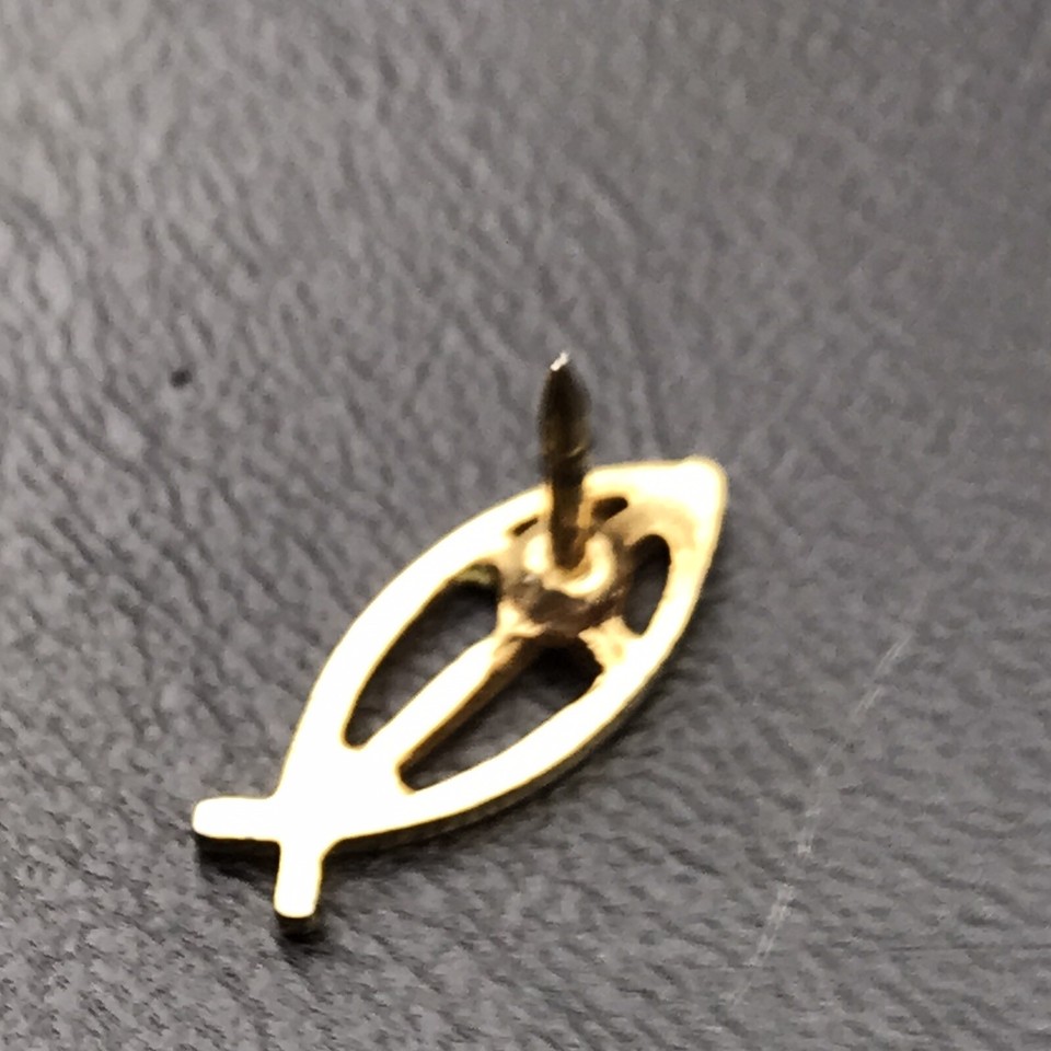 Jesus Fish Pin Gold Tone Cross Small Christian | eBay