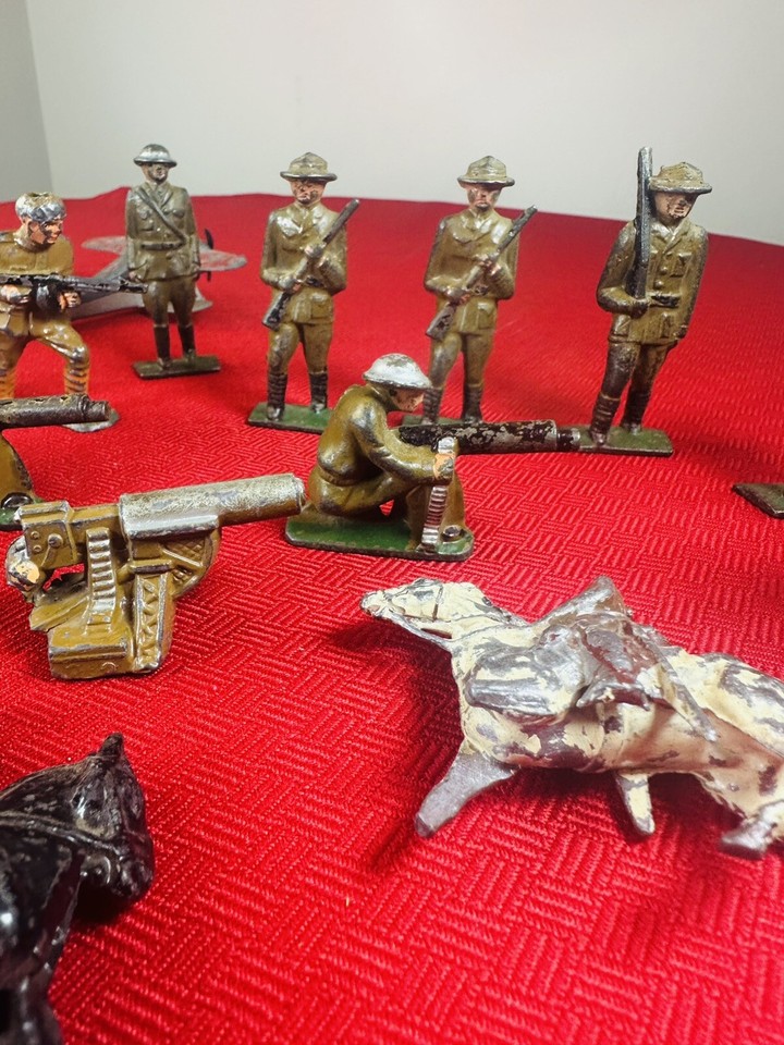 Early Barclay Lead Toy Soldiers, Airplane, Car, Chief, Cannon 1930s 19 ...