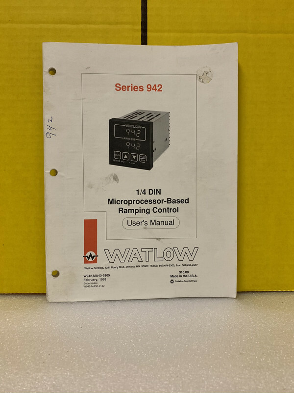 Watlow Series 942 1/4 DIN Microprocessor-Based Ramping Control User's ...