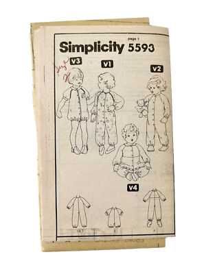 Vintage Children’s Pajamas UNCUT Sewing Pattern Size 2t Simplicity ...