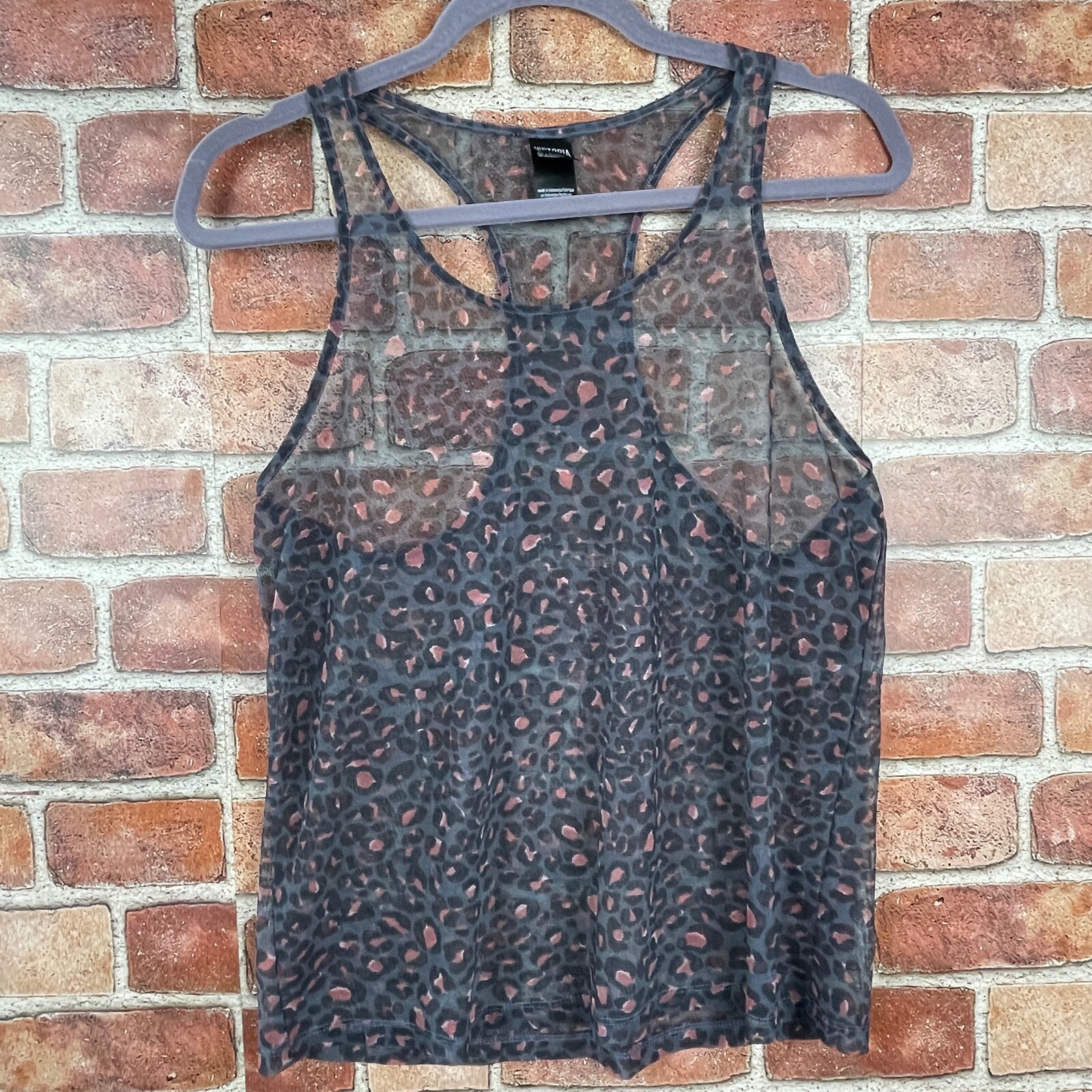 womens Small Victora Sport black leopard print mesh racer back tank top ...