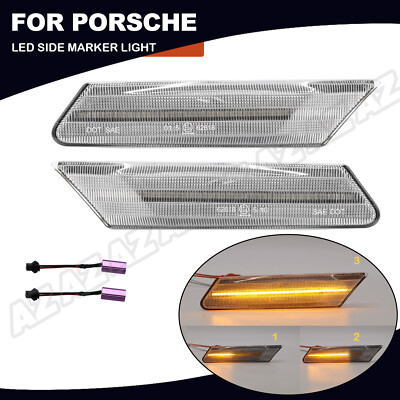 2X Sequential LED Side Marker Light For Porsche Carrera Cayman Boxster ...