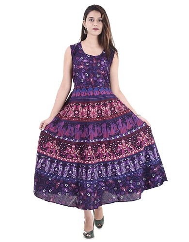 Indian Women Dress Sundress Animal Mandala Print Gown Dresses Frock ...