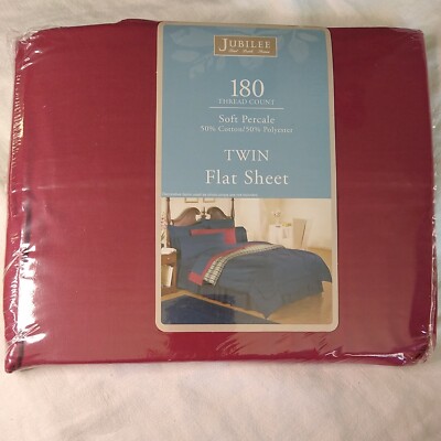 Jubilee 180 Thread Count Percale Twin Flat Sheet Red Burgundy Cotton ...