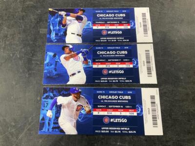 CUBS 2016 TICKET STUB 9/15/16-9/17/16-9/18/16 VS BREWERS | eBay