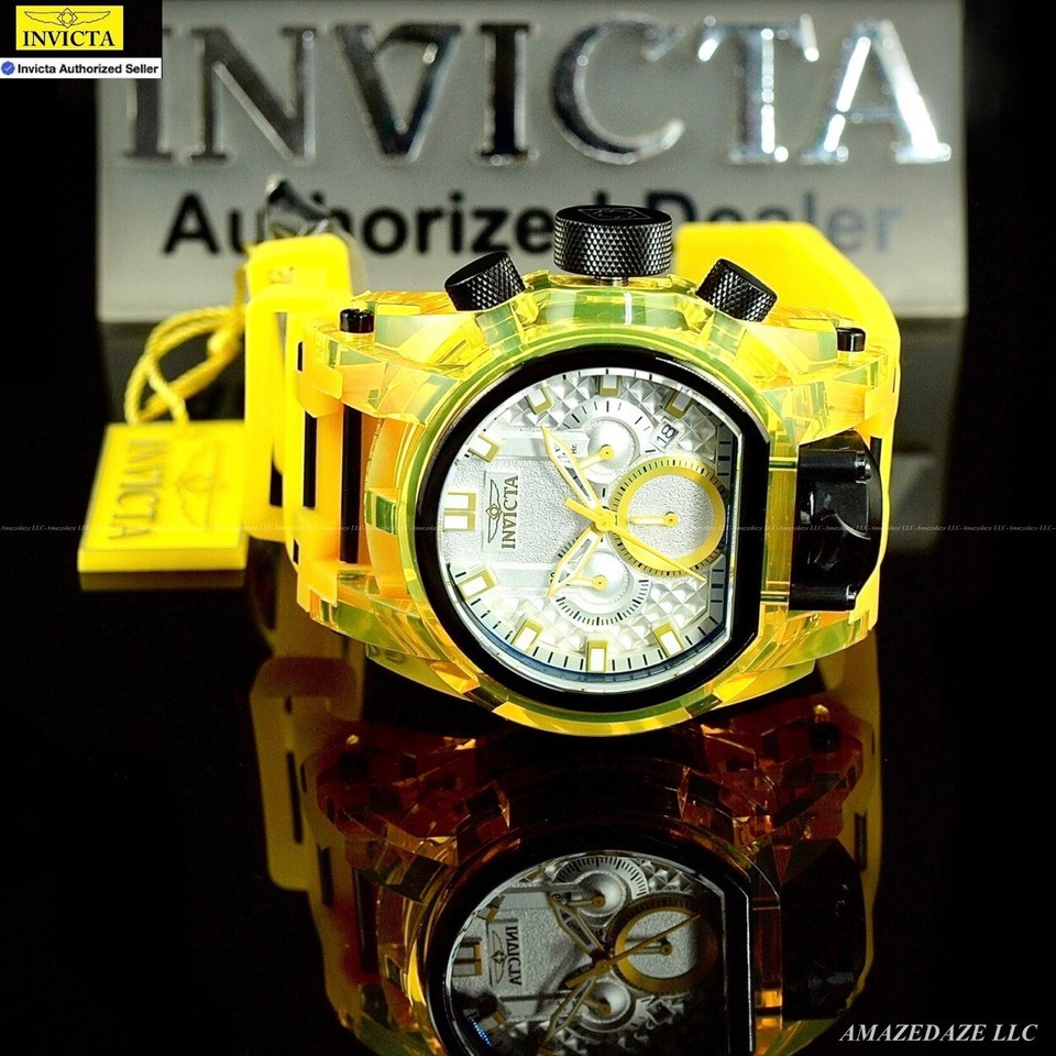 NEW Invicta Men Bolt Zeus Magnum 52mm Anatomic Chrono Dual Mvmt YELLOW ...