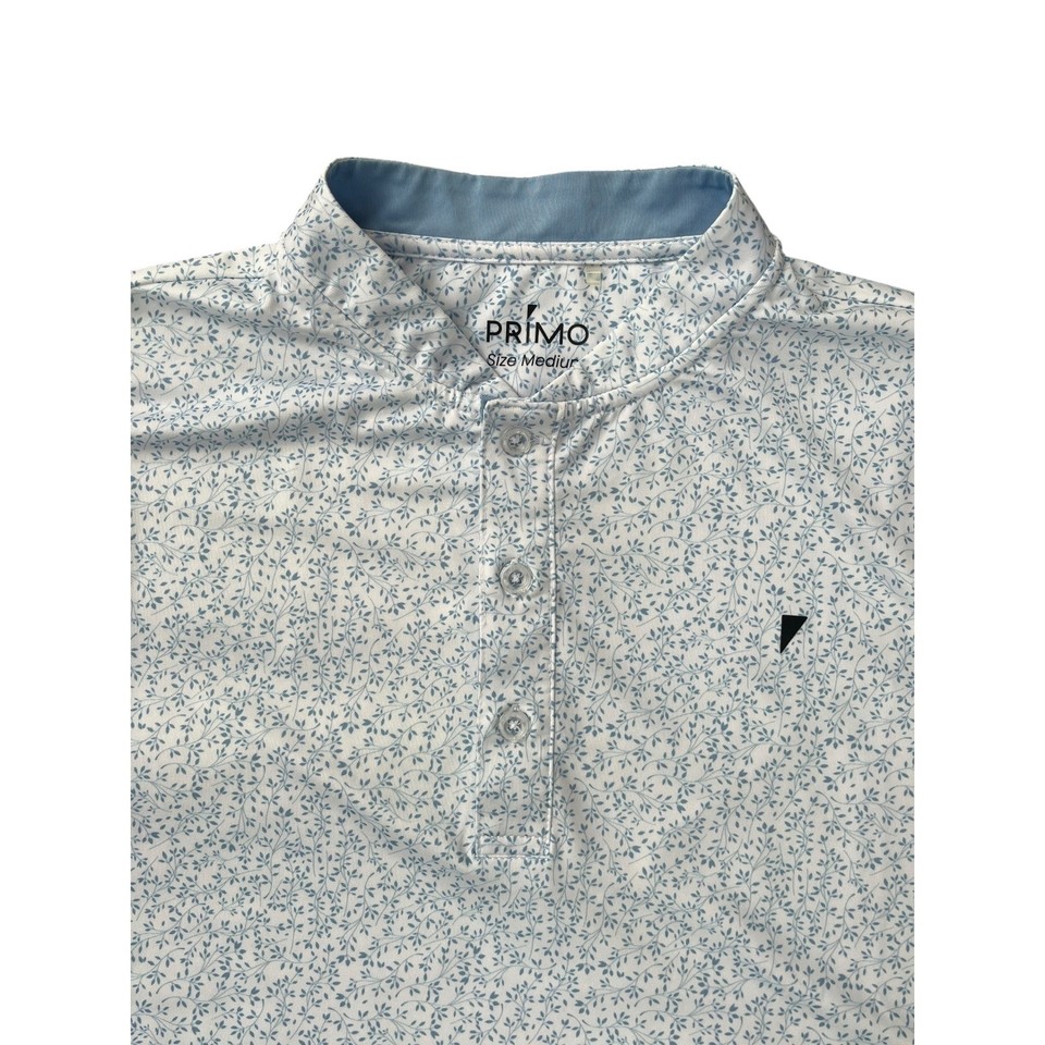 PRIMO Mens Medium Floral Print Mandarin Blade Collar Golf Polo Shirt | eBay