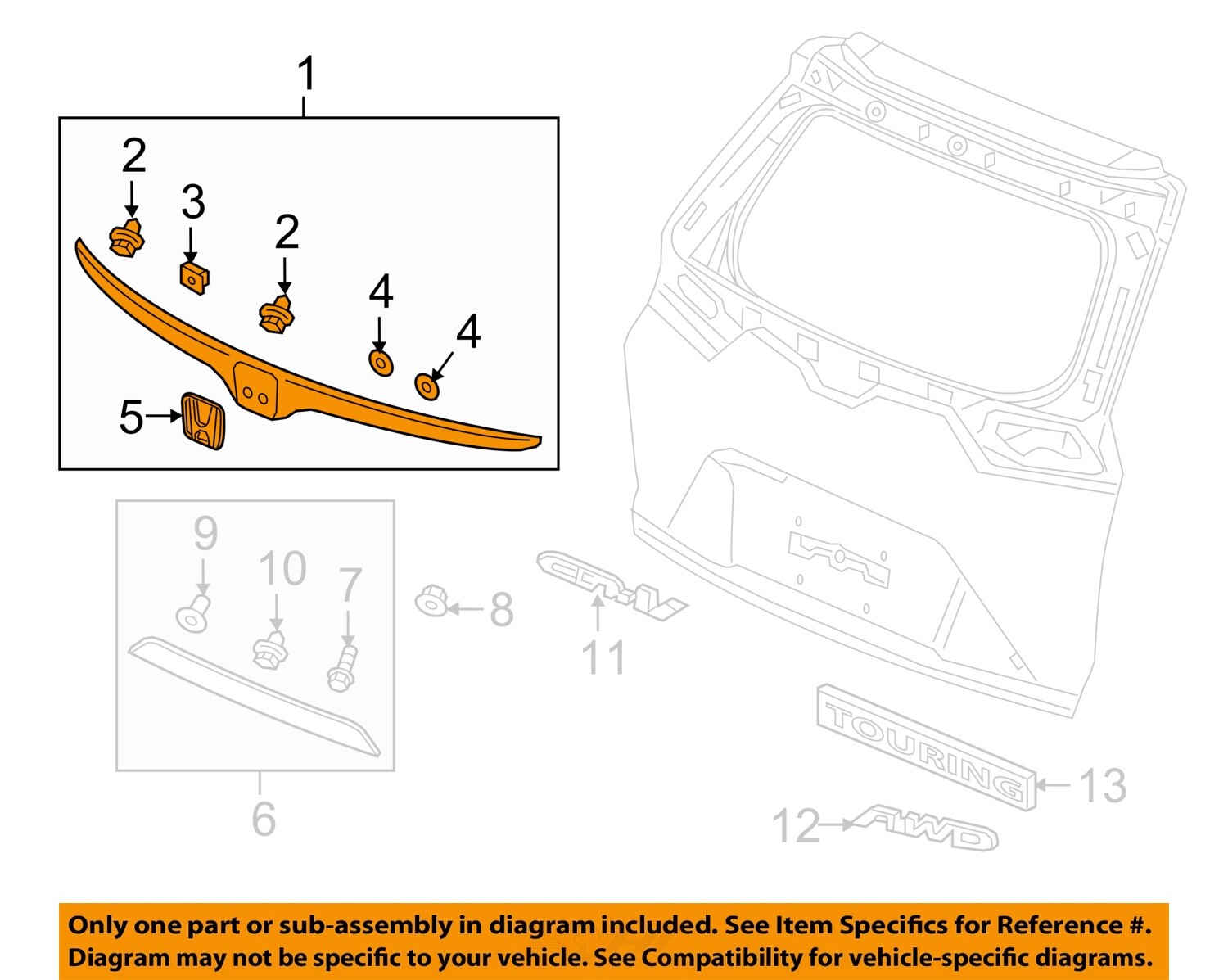 Honda OEM 17-18 Cr-v Liftgate Tailgate-upper Molding Trim 74895TLAA01 ...
