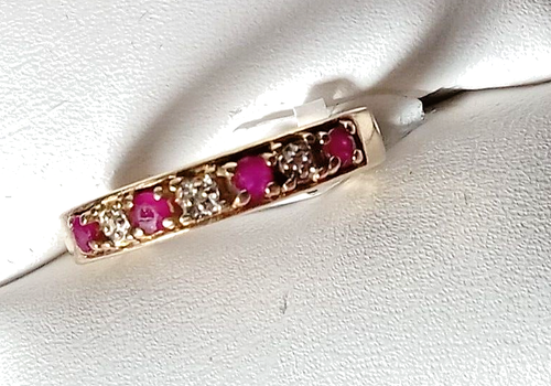 Classic 10k Yellow Gold Ruby & Diamond Band Ring Sz 6.and 1.8g GTR | eBay