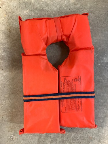 Life Jacket Vest Preserver Type II Orange Adult Fishing Boating USCG ...