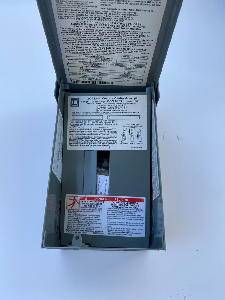 1 Square D #78511 40 amp circuit breaker load center, outdoor QO2L40RB ...
