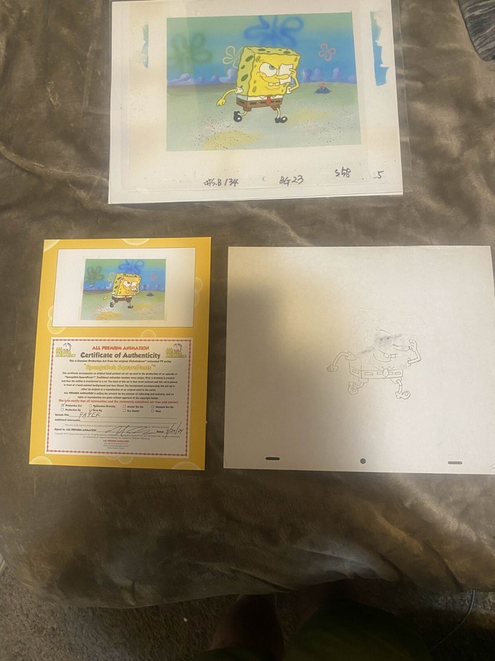 spongebob animation cel Season 1 Ep 16 "The Paper" authentic framed | eBay