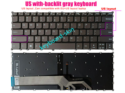 Gray US White Backlit Keyboard For Lenovo ideapad S540-14 S540-14API ...