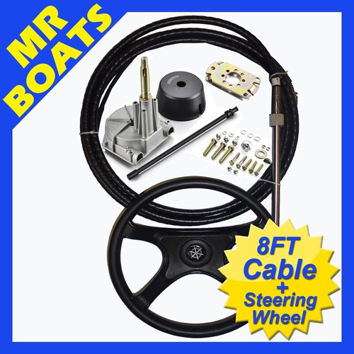 BOAT STEERING KIT 8FT / 2.4m Cable Helm Wheel Multiflex Teleflex ...