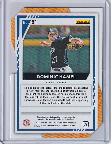 2021 Panini Elite Extra Edition Dominic Hamel #81 Red Prizm 002/106 Die ...