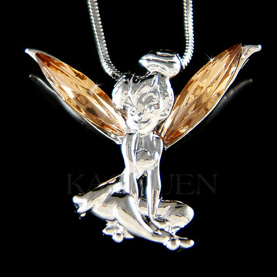 Brown Tinkerbell made with Swarovski Crystal Tinker Bell Fairy Necklace ...