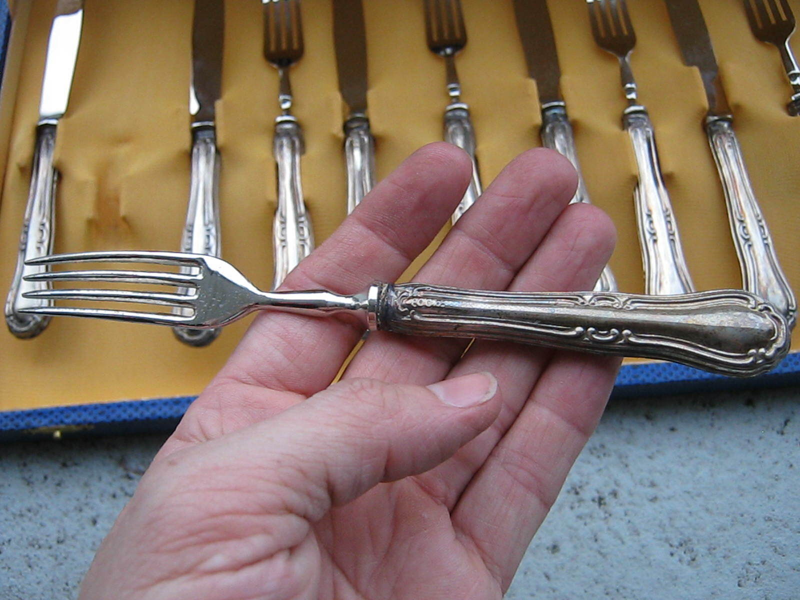 VINTAGE ARGENTO SOLINGEN SET OF 12, 800 SILVER DESERT FORK & KNIFE SET ...