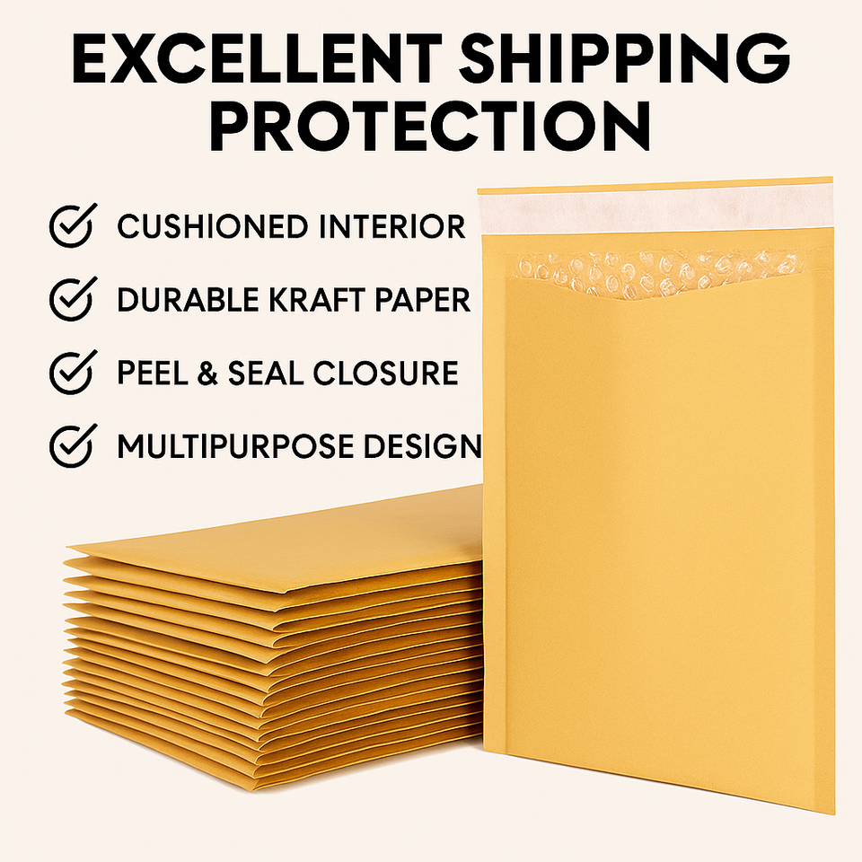 #0 6x10 Kraft Bubble Mailers – Self-Seal Padded Envelopes | 100/250/500 ...