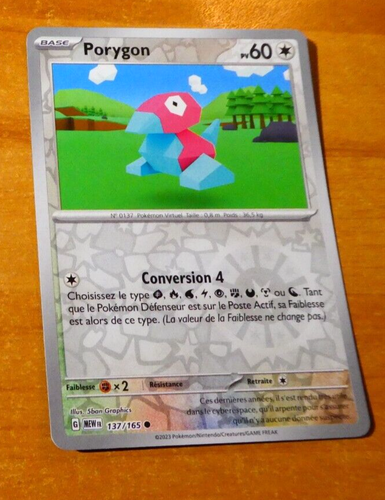 POKEMON 151 CARD REVERSE HOLO CARTE Porygon 137/165 MEW FR VF JCC MINT ...