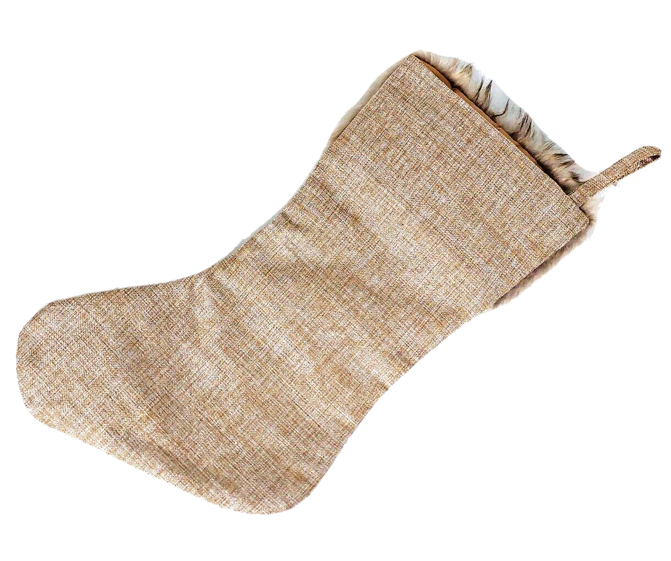 Rustic Christmas Stocking Deer & Fox Appliqué with Faux Fur Trim | eBay
