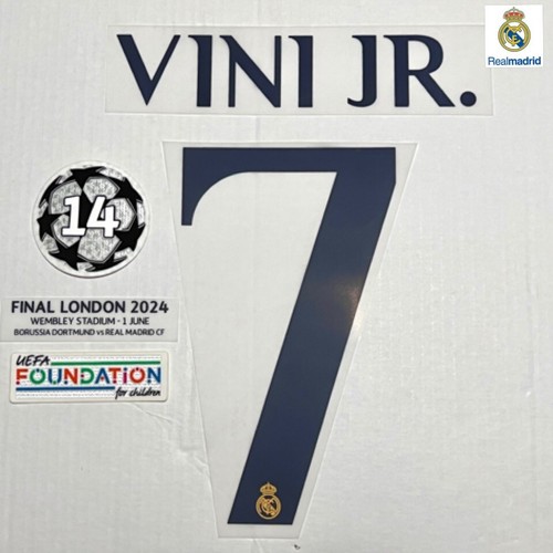 VINI JR FINAL LONDON 2024 name print and number + UCL patch football ...