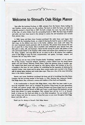 Stroud's Oak Ridge Manor Menu Kansas City Missouri 1990's | eBay