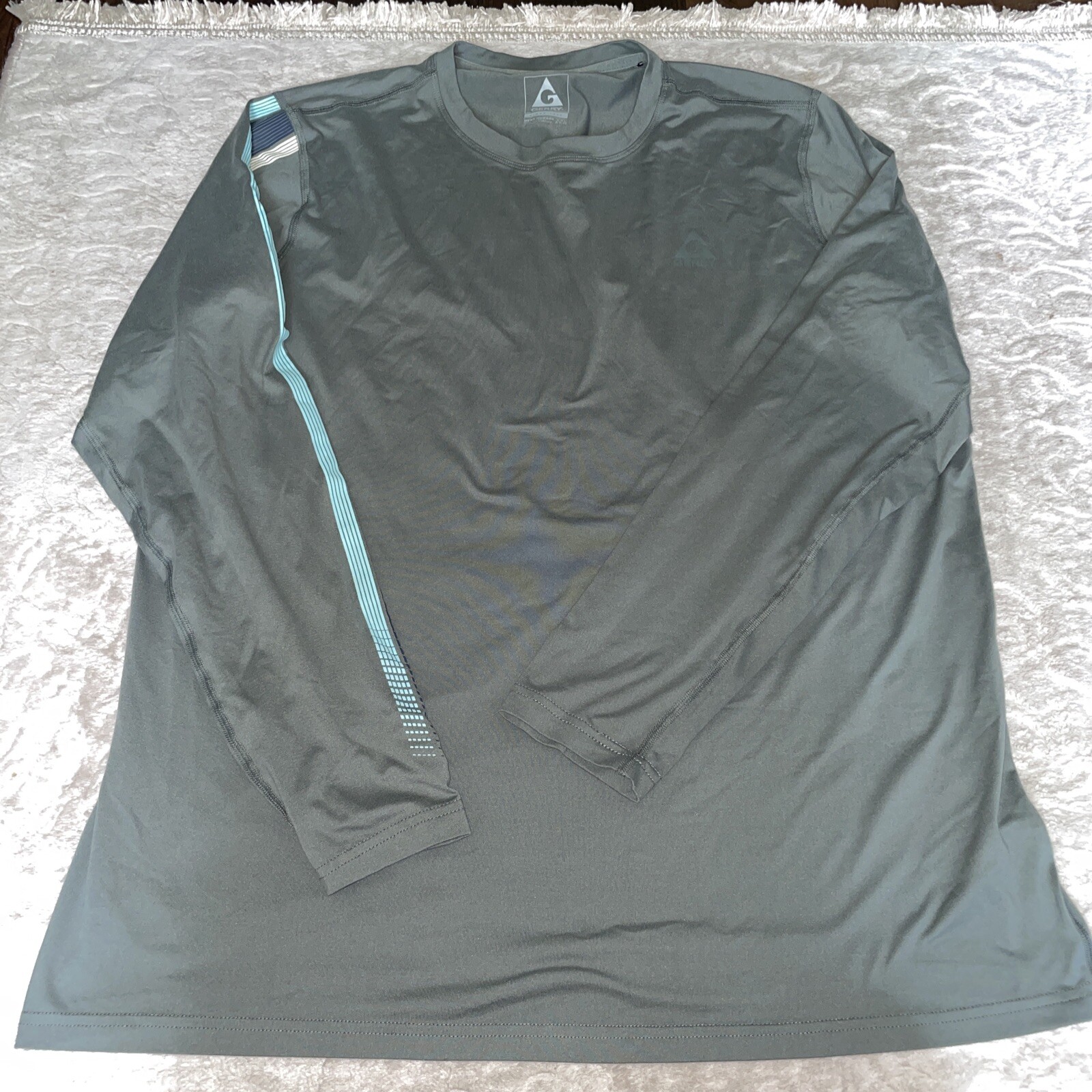 Gerry Mens XXL 117732 Long Sleeve Gray Outdoor Active Shirt Blue On Sleeve | eBay