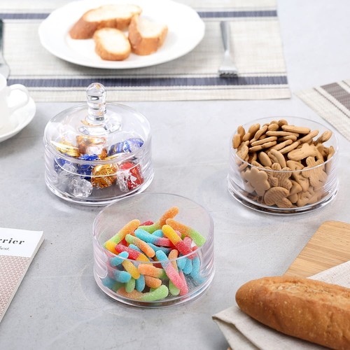 Round Clear Glass Apothecary Candy Cookie Jar w/ Lid, 3-Tier Stacking ...