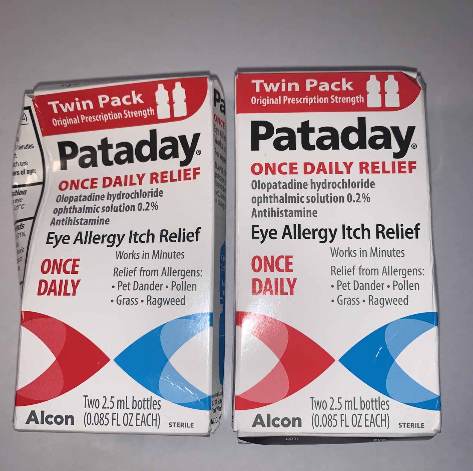 2--Twin Packs of Alcon Pataday Eye Allergy Itch Relief 2.5 ml. Exp. 09/ ...
