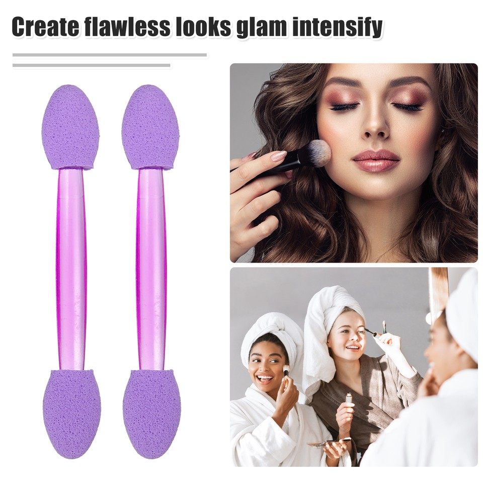 50 Pcs Dual Sides Eye Shadow Brushes Sponge Applicators with Container Purple | eBay